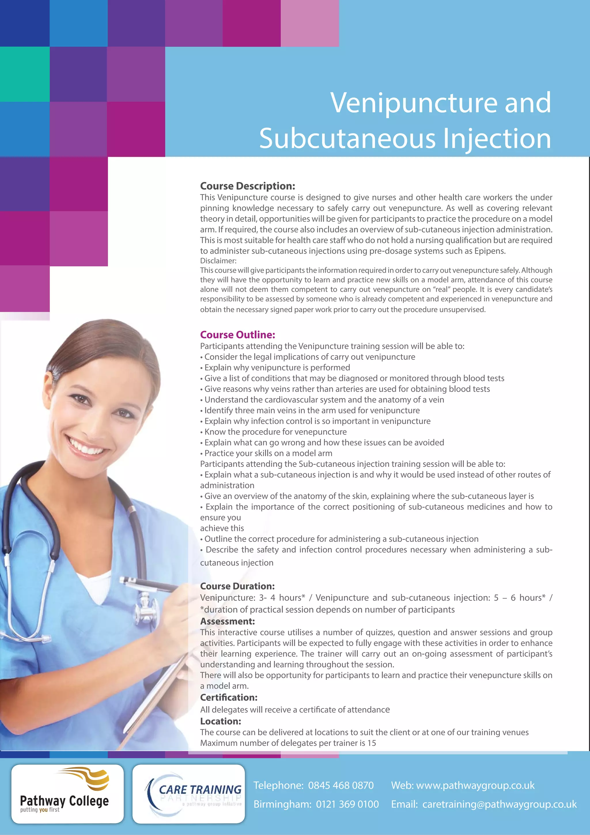 Venipuncture and Subcutaneous Injection Training Course/Qualification | PDF