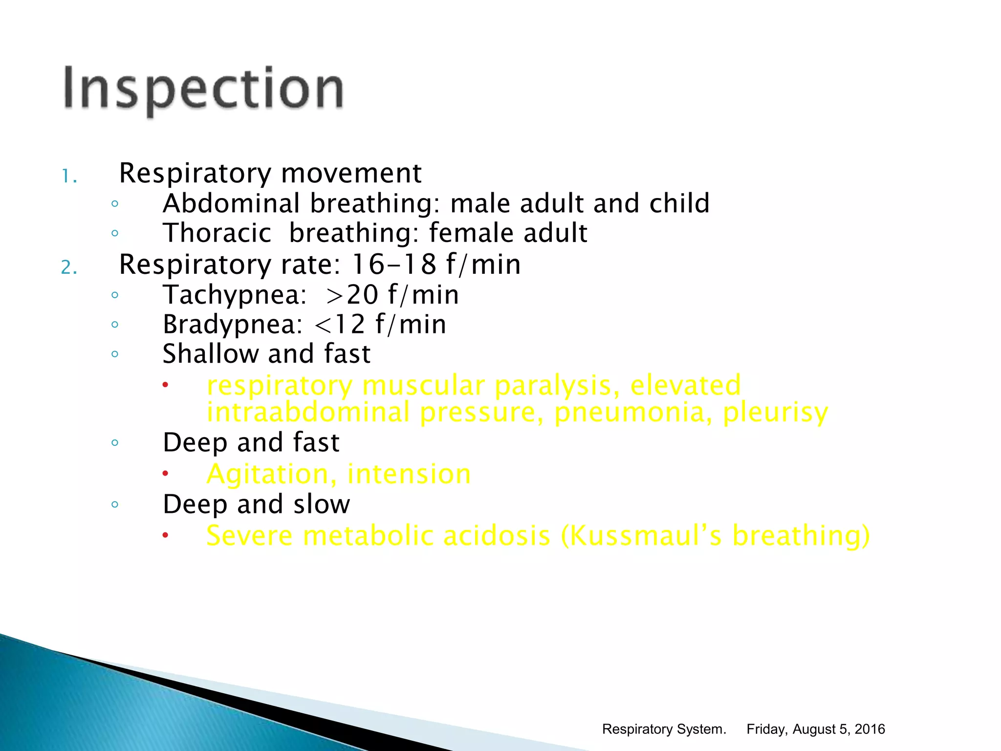 physical examination in RESPIRATORY SYSTEM | PPTX