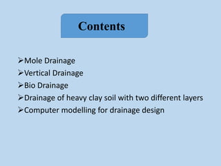 Special Methods of Sub Surface Drainage: Agricultural Draining ...