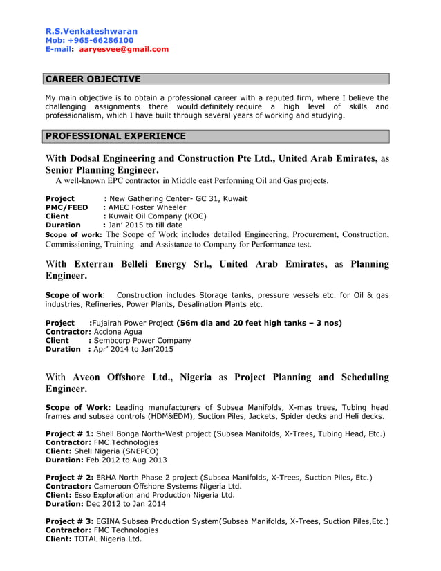 Venkatesh planning cv | DOC