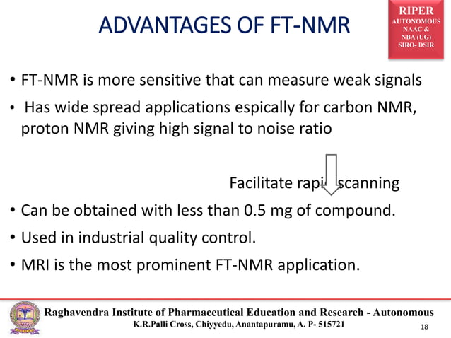 Fourier-Transform Nuclear Magnetic Resonance Instrumentation (FT-NMR ...