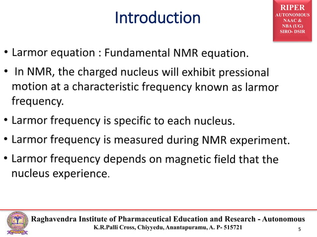 Fourier-Transform Nuclear Magnetic Resonance Instrumentation (FT-NMR). | PPTX