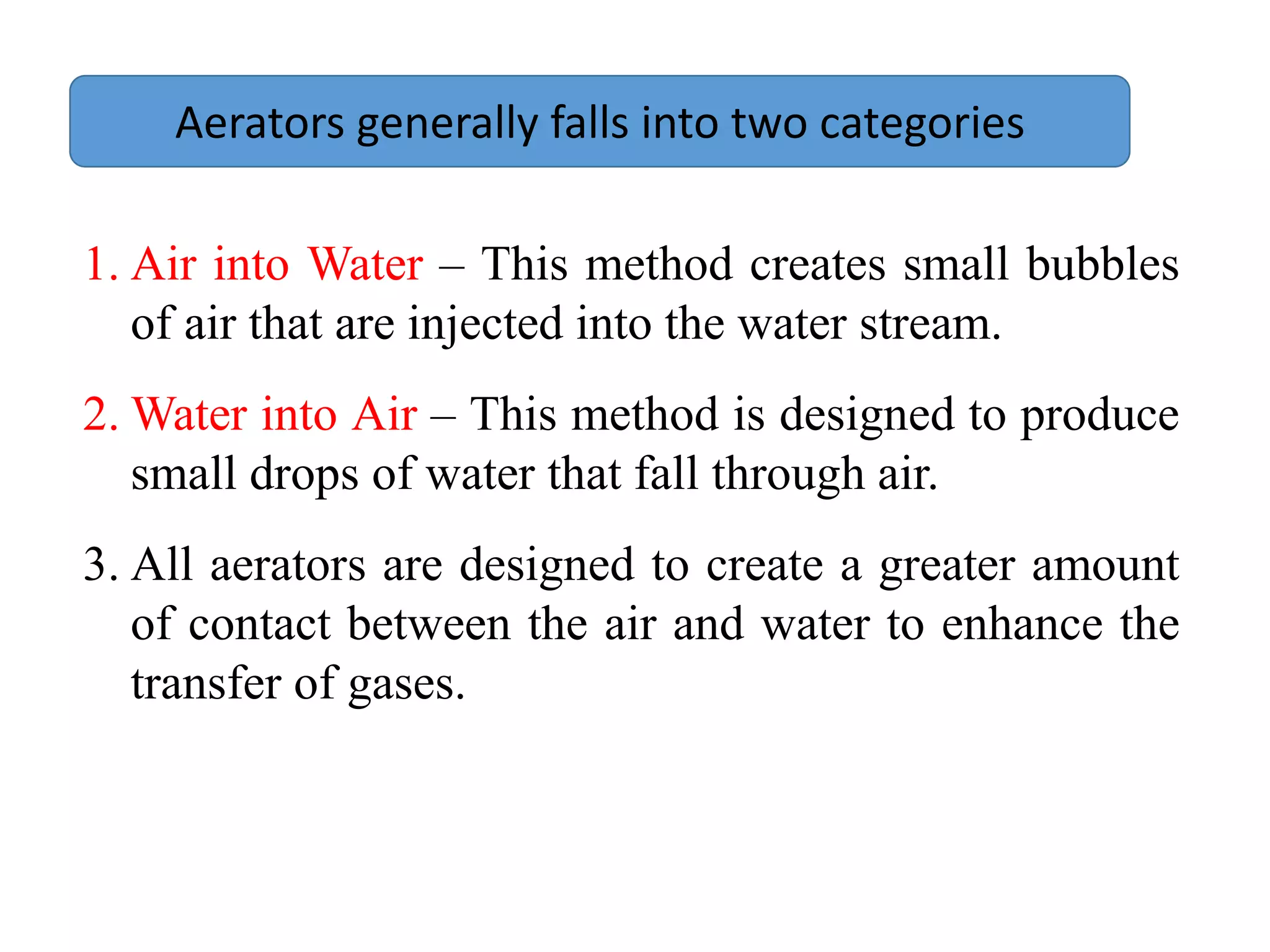 Aeration and Types of Aerators | PPTX