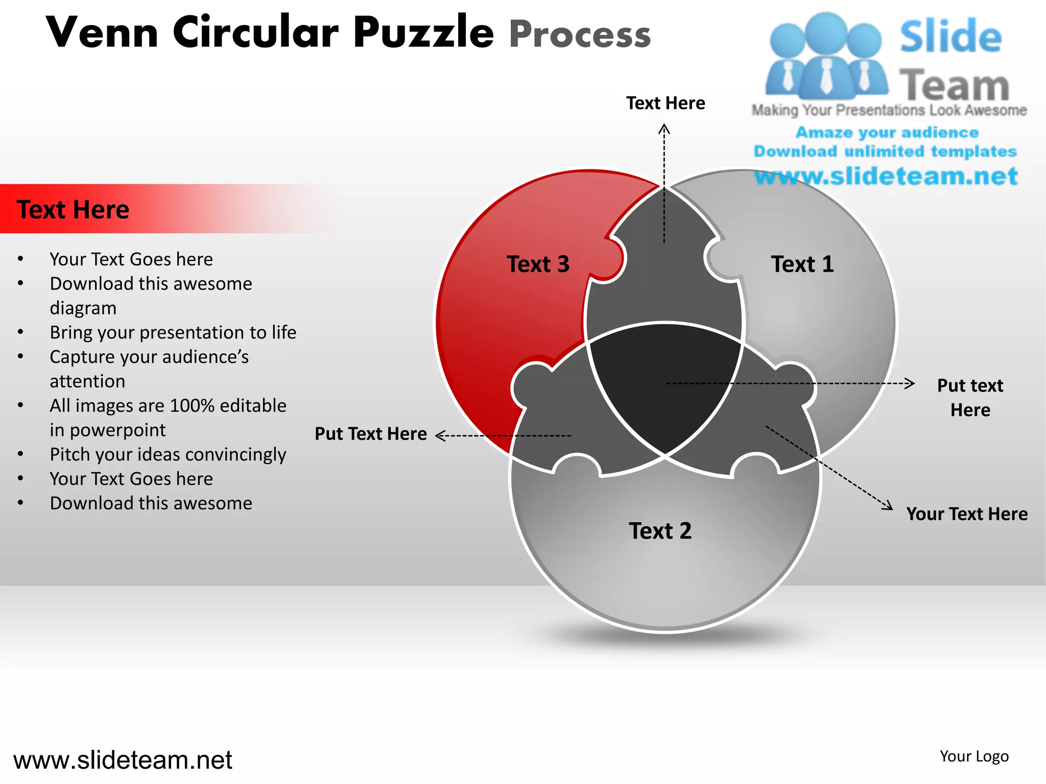 Venn cycle circular round jigsaw maze piece puzzle strategy powerpoint ...