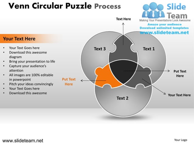 Venn cycle circular round jigsaw maze piece puzzle strategy powerpoint ...
