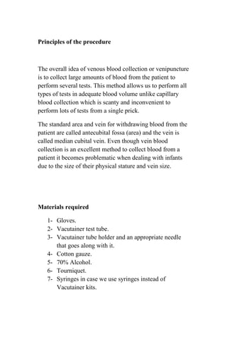 Venous blood collection procedure | PDF