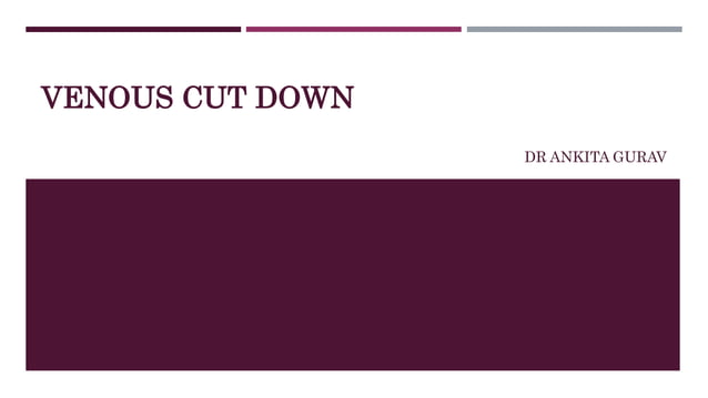 VENOUS CUT DOWN Procedure ppt presntation | PPTX | First Aid | Injuries