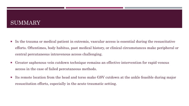 VENOUS CUT DOWN Procedure ppt presntation | PPTX | First Aid | Injuries