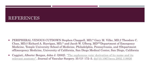 VENOUS CUT DOWN Procedure ppt presntation | PPTX | First Aid | Injuries