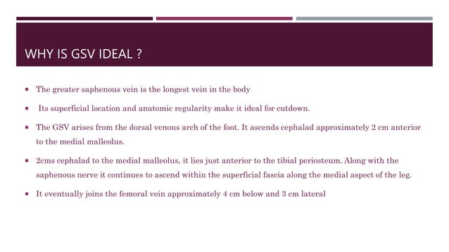 VENOUS CUT DOWN Procedure ppt presntation | PPTX | First Aid | Injuries