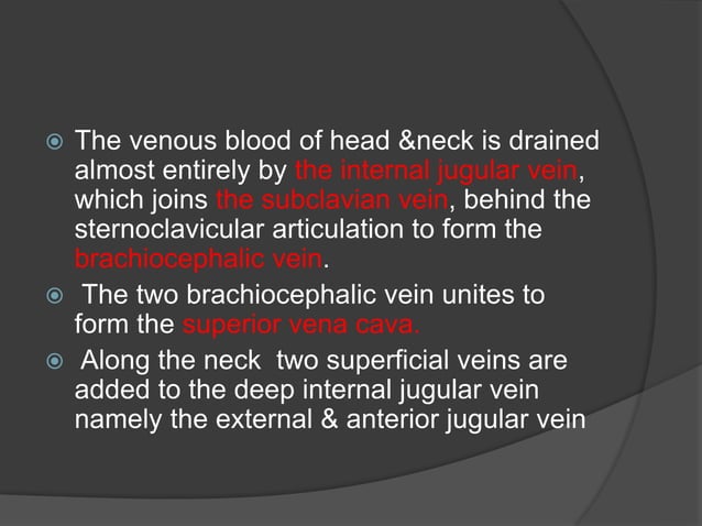 Venous drainage of head , neck and face | PPTX