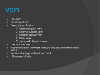 Venous drainage of head , neck and face | PPTX