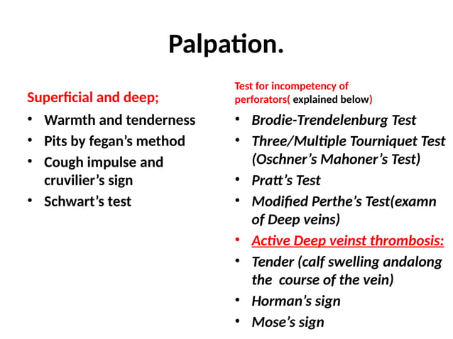 Venous system examination in surgery.pptx | Foot Health | Diseases and ...