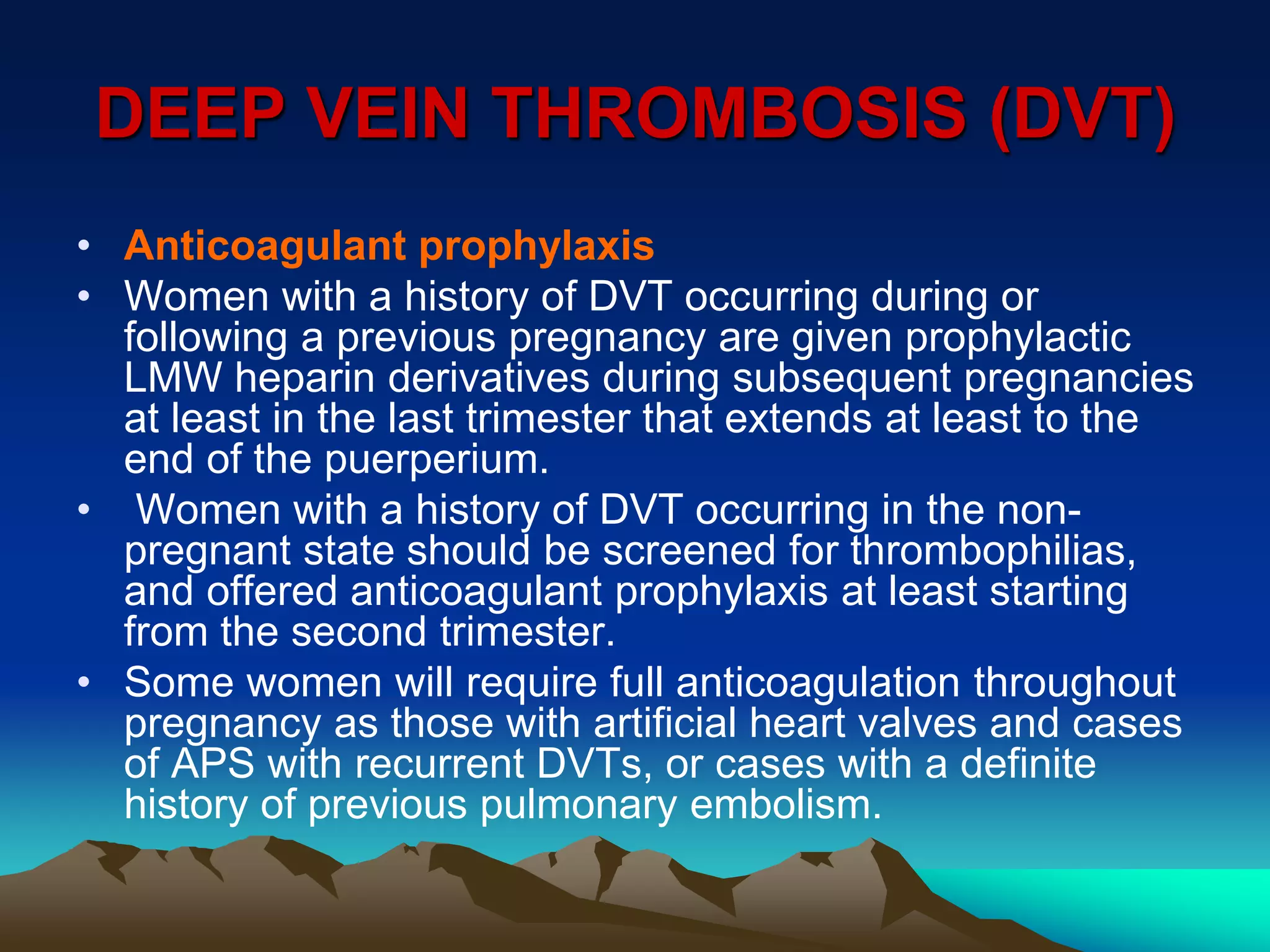 Venous Thrombo-embolism In Pregnancy 1st.ppt | Pregnancy | Reproductive ...