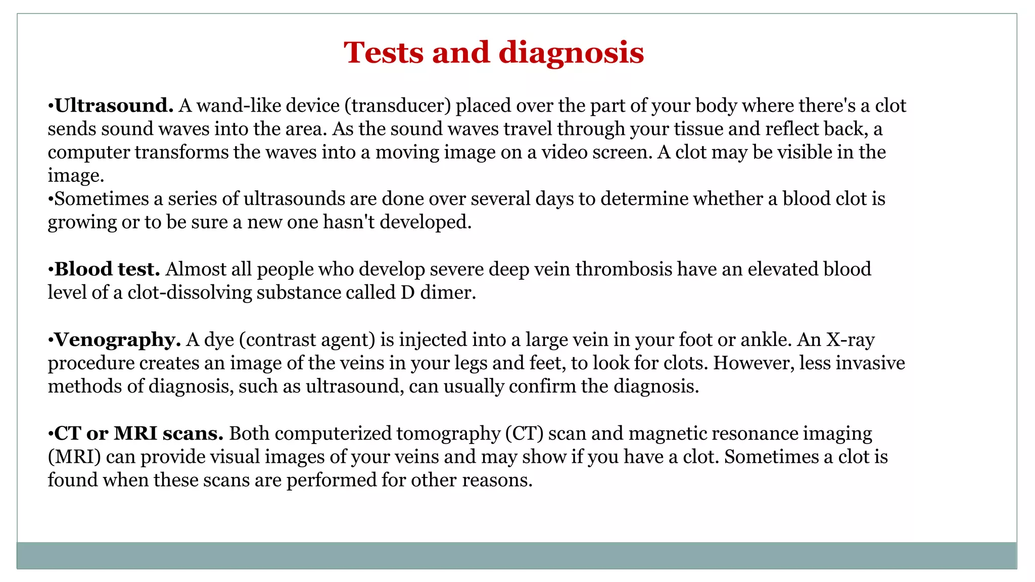Venous thrombo embolism / deep vein thrombosis | PPTX | Blood Disorders ...