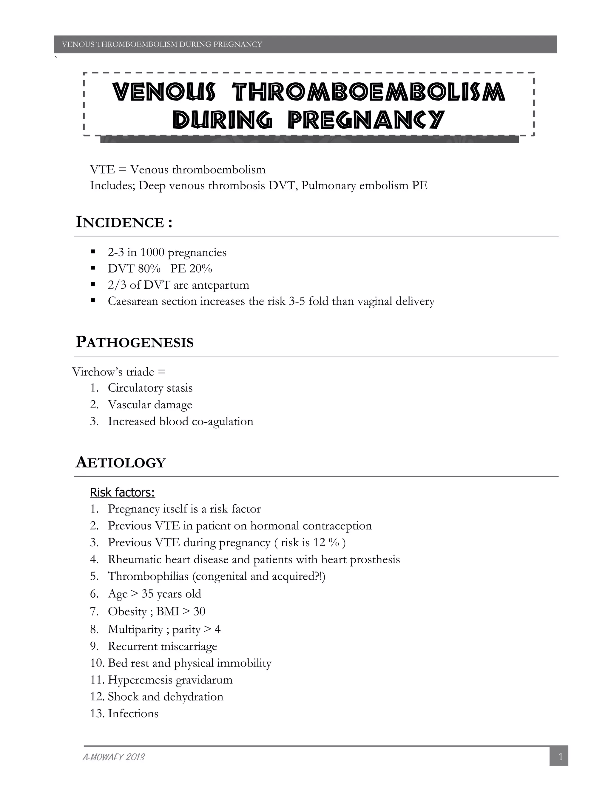 Venous thromboembolism during pregnancy | PDF