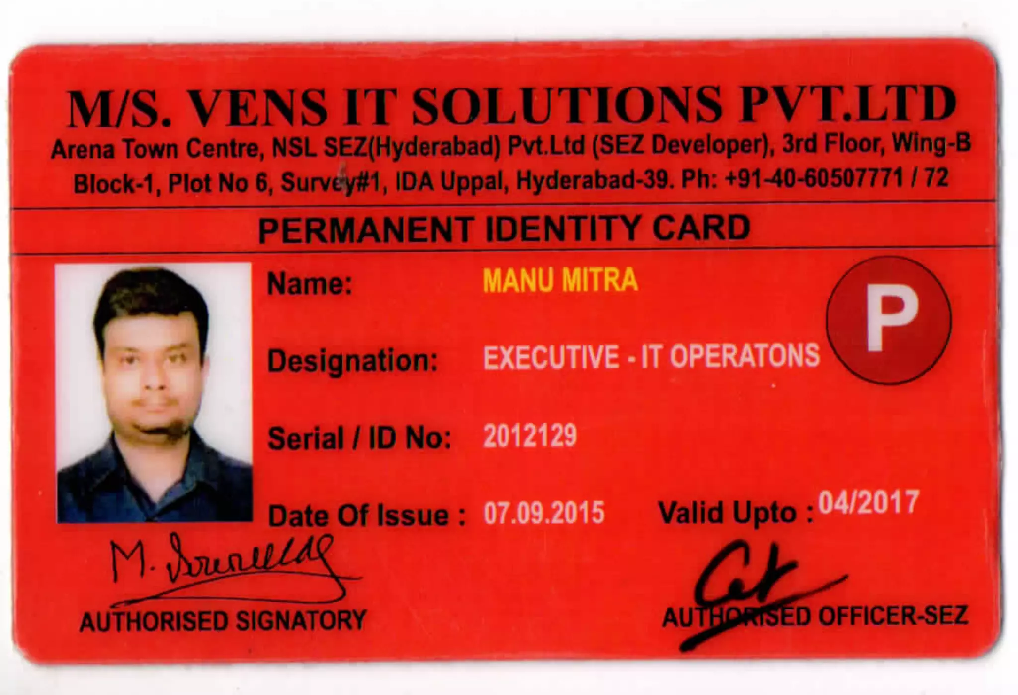 Vens IT Id Card | PDF