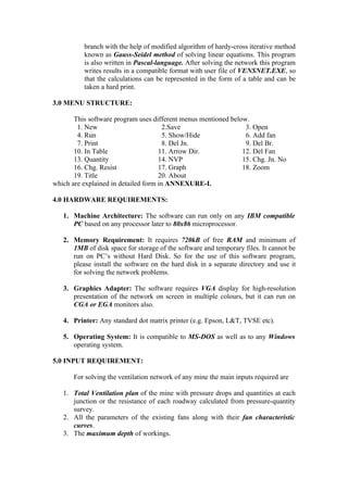 software for solving ventilation networks | DOC