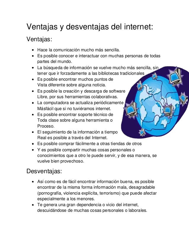 Tecnologia E Informatica Infografia De Ventajas Y Desventajas Del Internet