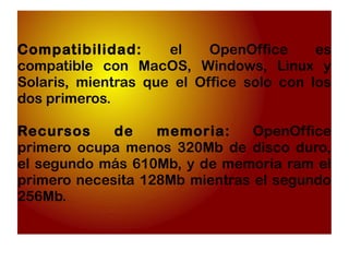 Ventajas y desventajas de openoffice | ODP
