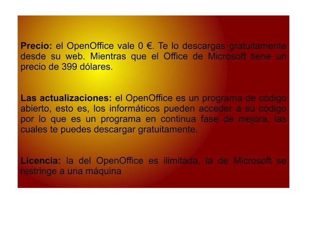 Ventajas y desventajas de openoffice
