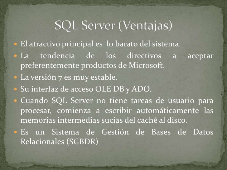 Ventajas y desventajas de SGBD’s