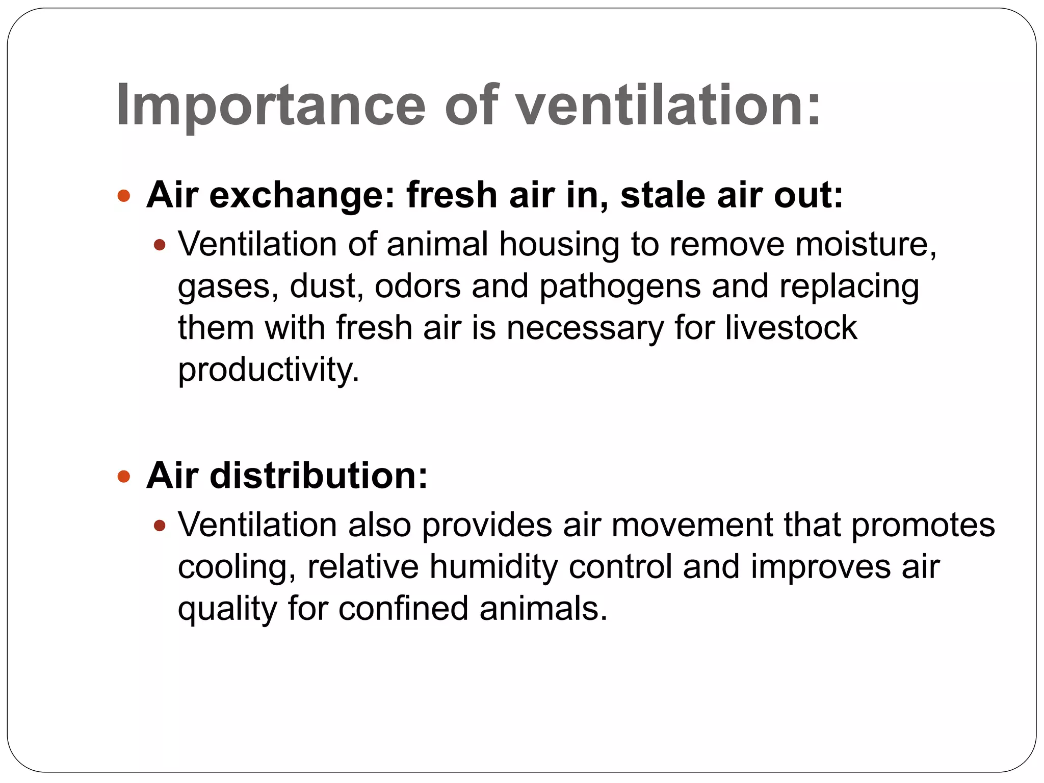 Ventilation and cooling systems for animal housing | PPTX