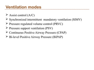 Mechanical Ventilation modes used in critical care | PPTX