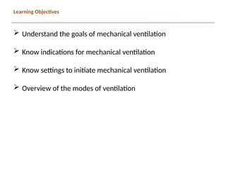Mechanical Ventilation modes used in critical care | PPT