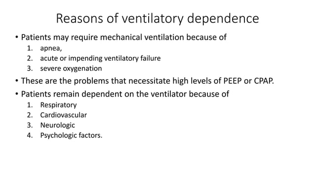 VENTILATOR DEPENDENCY.pptx | Lung and Respiratory Health | Diseases and ...