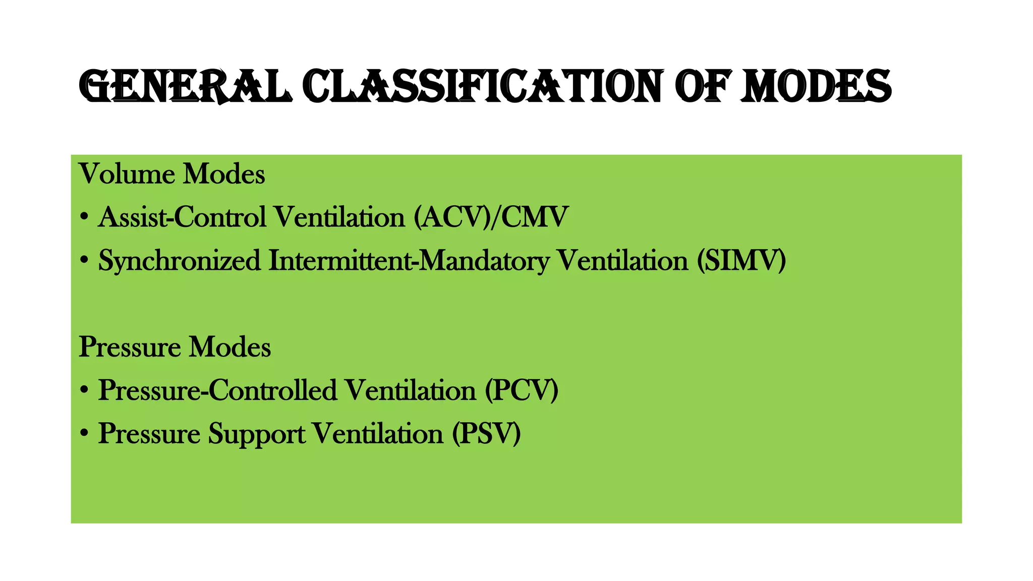 Ventilator setting | PDF