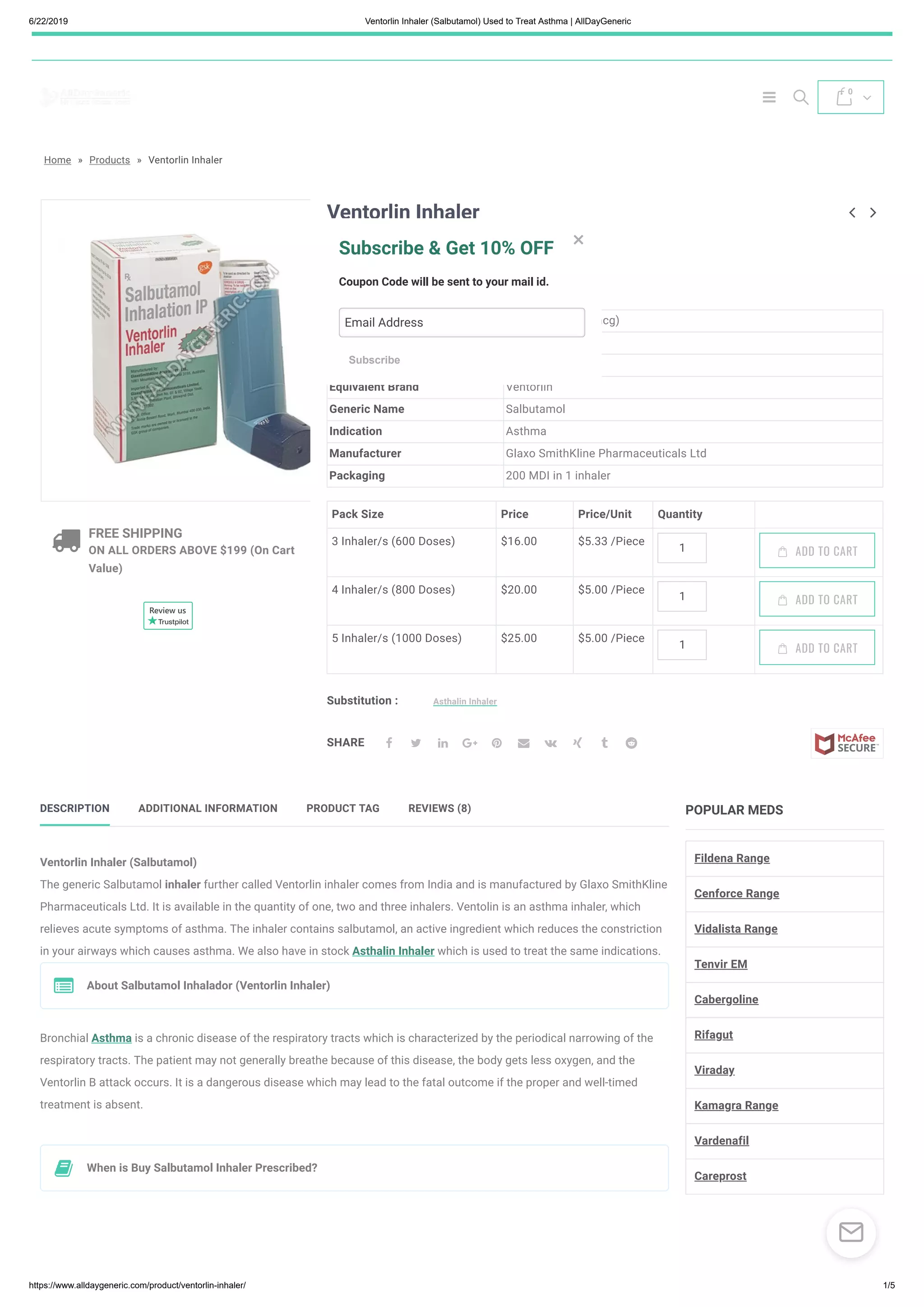 Ventorlin inhaler (salbutamol) used to treat asthma all daygeneric | PDF