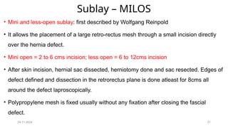 Ventral hernia, diagnosis, management and treatment | PPTX