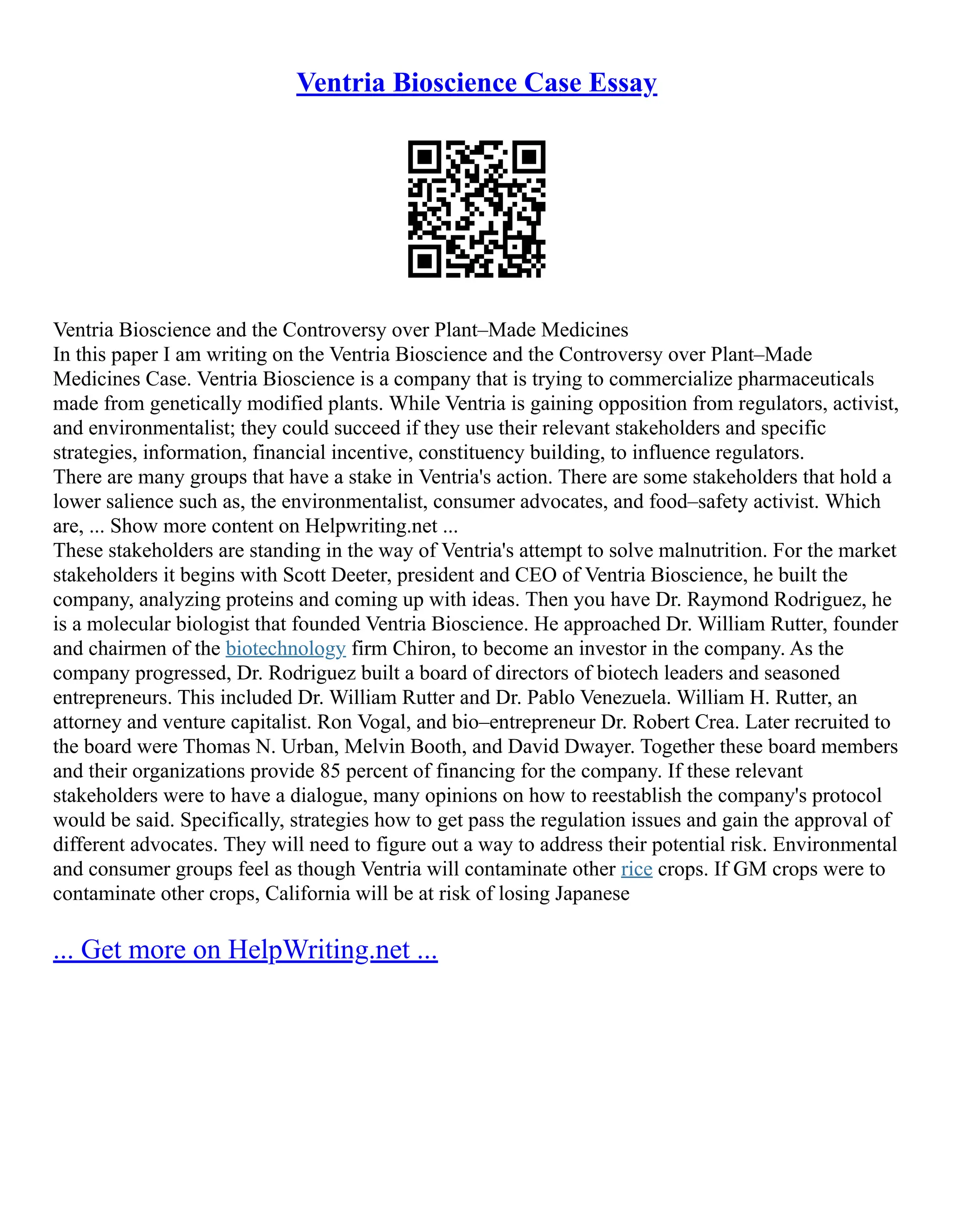 Ventria Bioscience | PDF