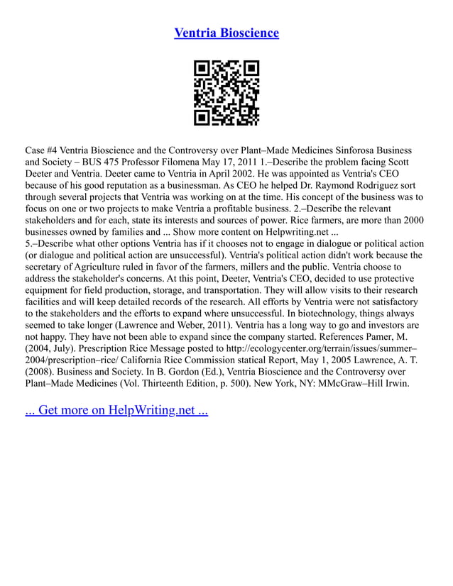 Ventria Bioscience | PDF