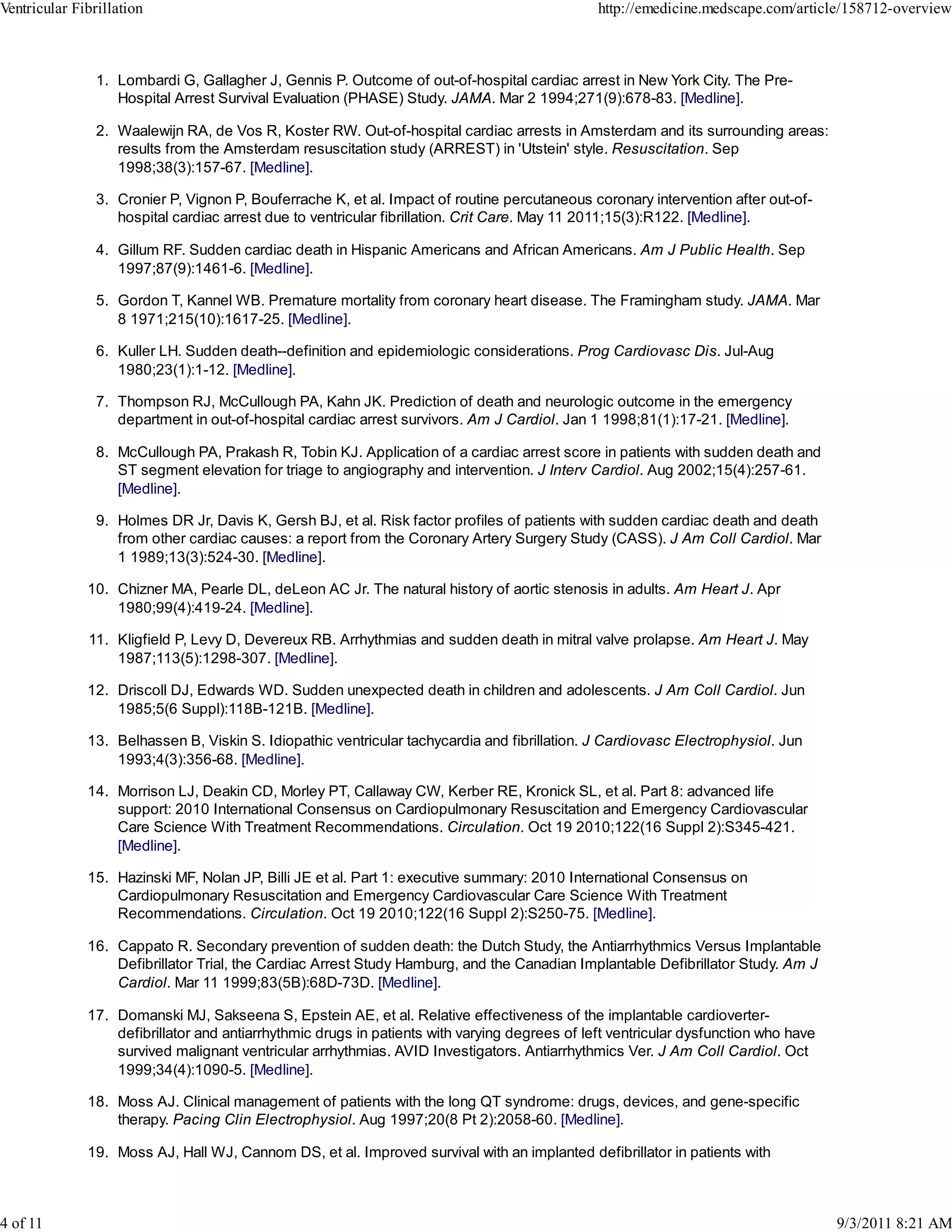 Ventricular fibrillation eMedicine Article | PDF