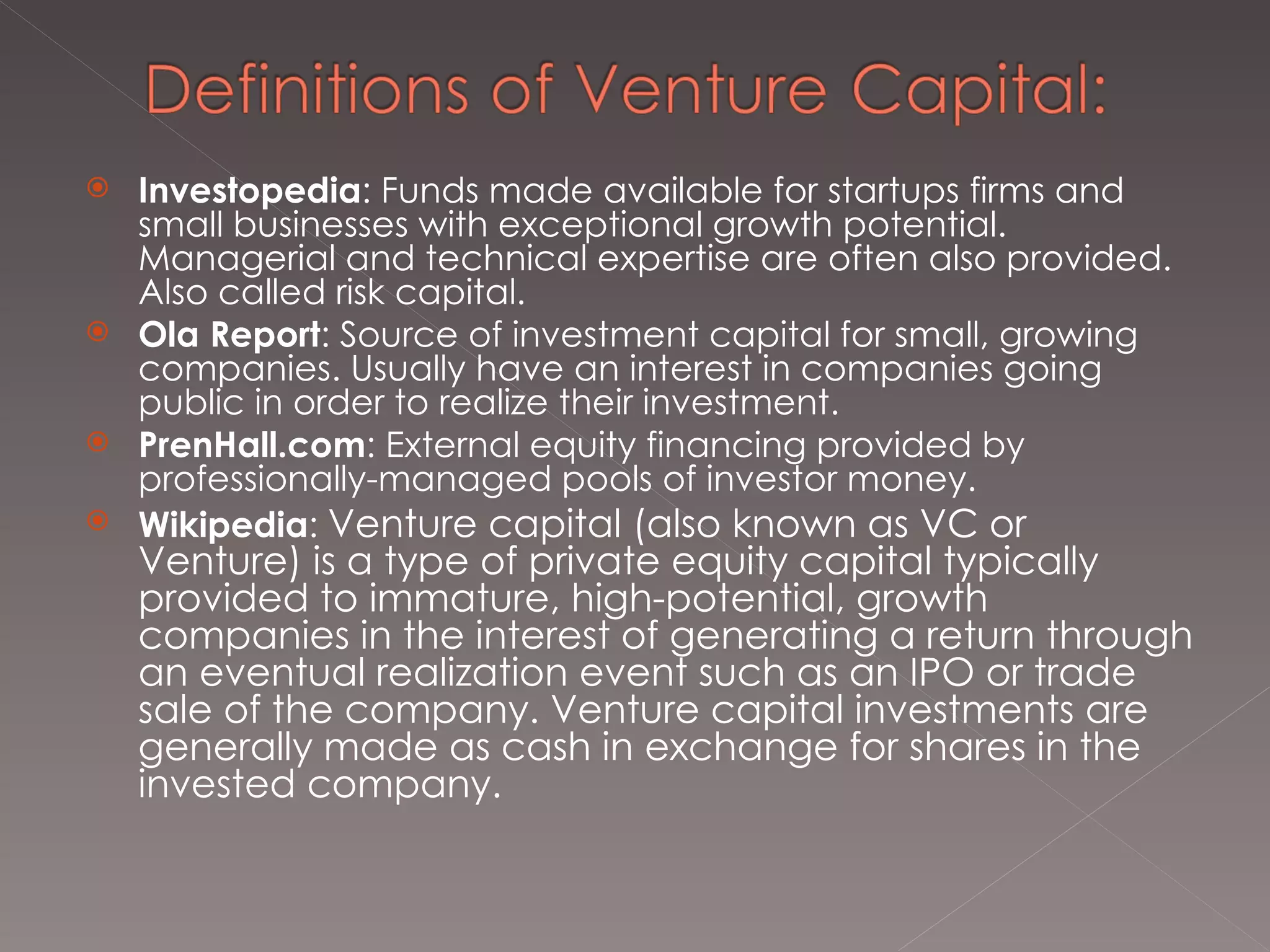 Venture Capital Presentation | PPT