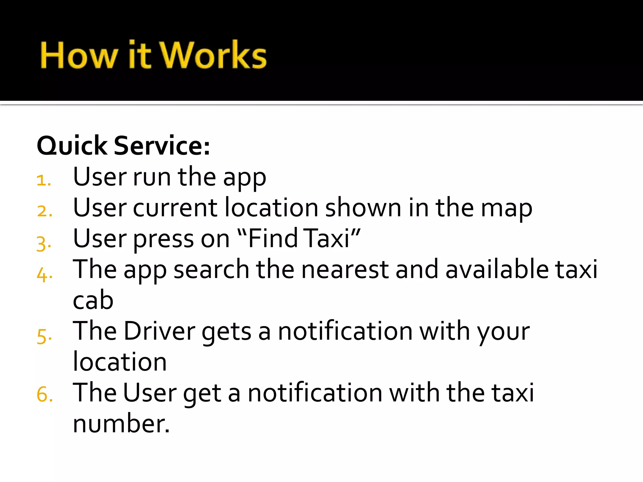 Venture lab q&s taxi cab | PPTX