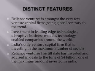 Venture capital (Reliance Ventures) | PPT