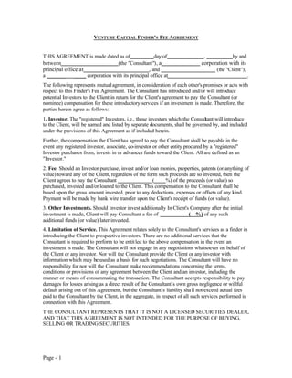Venture capital finder_'_s_fee_agreement | PDF
