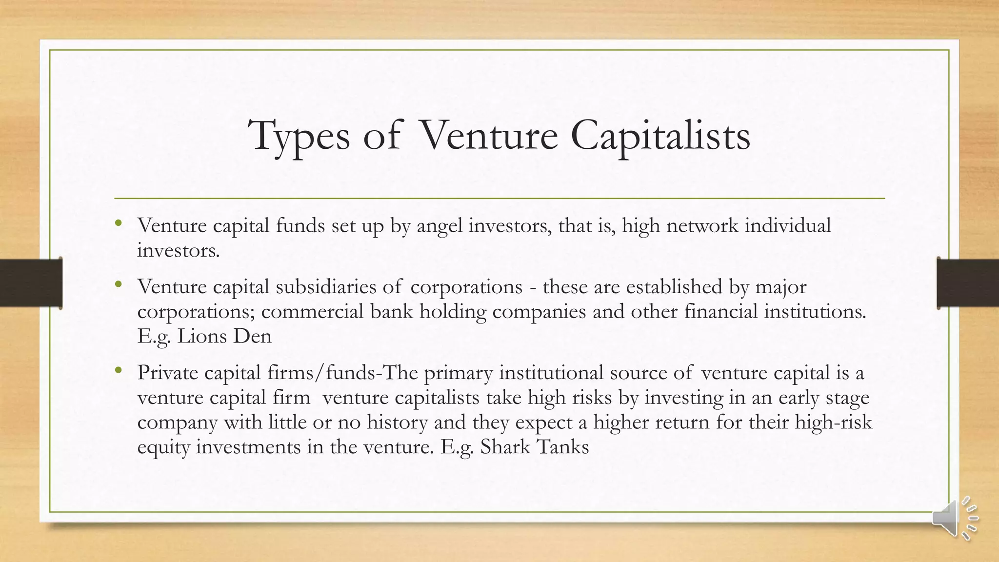 Venture capital notes.pptx | Venture Capital | Business Banking & Finance