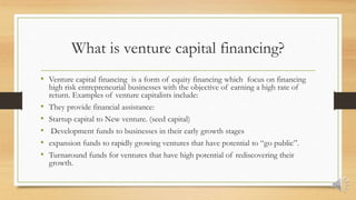Venture capital notes.pptx | Venture Capital | Business Banking & Finance