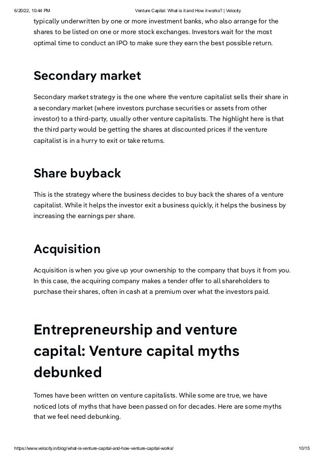 Venture Capital: What is it and How it works? | PDF | Venture Capital ...
