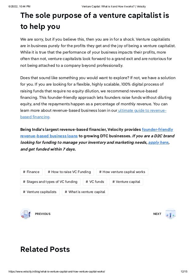 Venture Capital: What is it and How it works? | PDF | Venture Capital ...