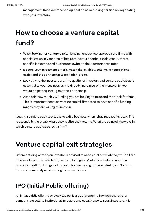 Venture Capital: What is it and How it works? | PDF | Venture Capital ...