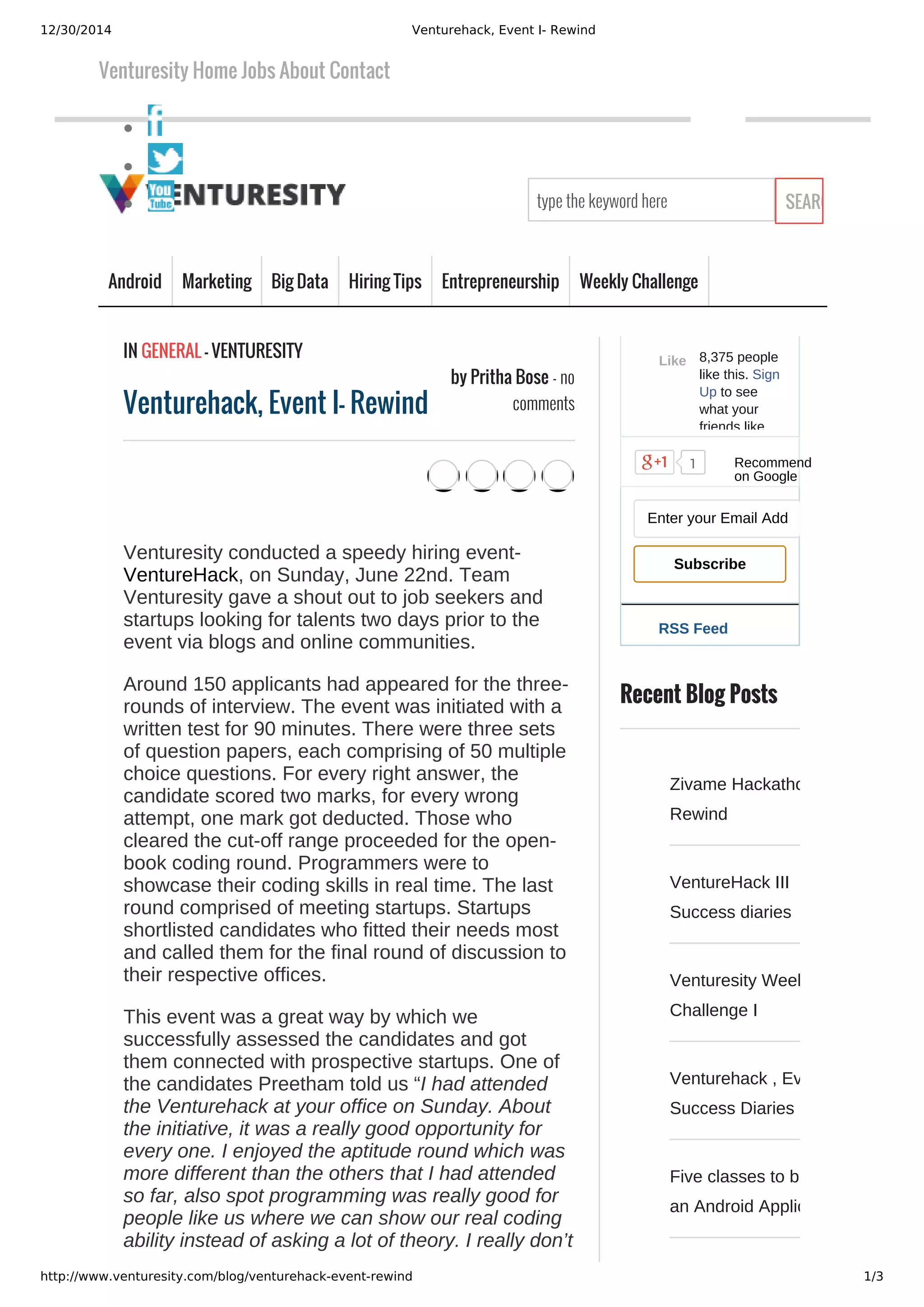 Venturehack, event i rewind | PDF | Job Fairs | Job Search