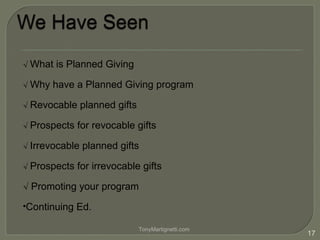 Planned Giving In Small- and Mid-size Shops | PPT