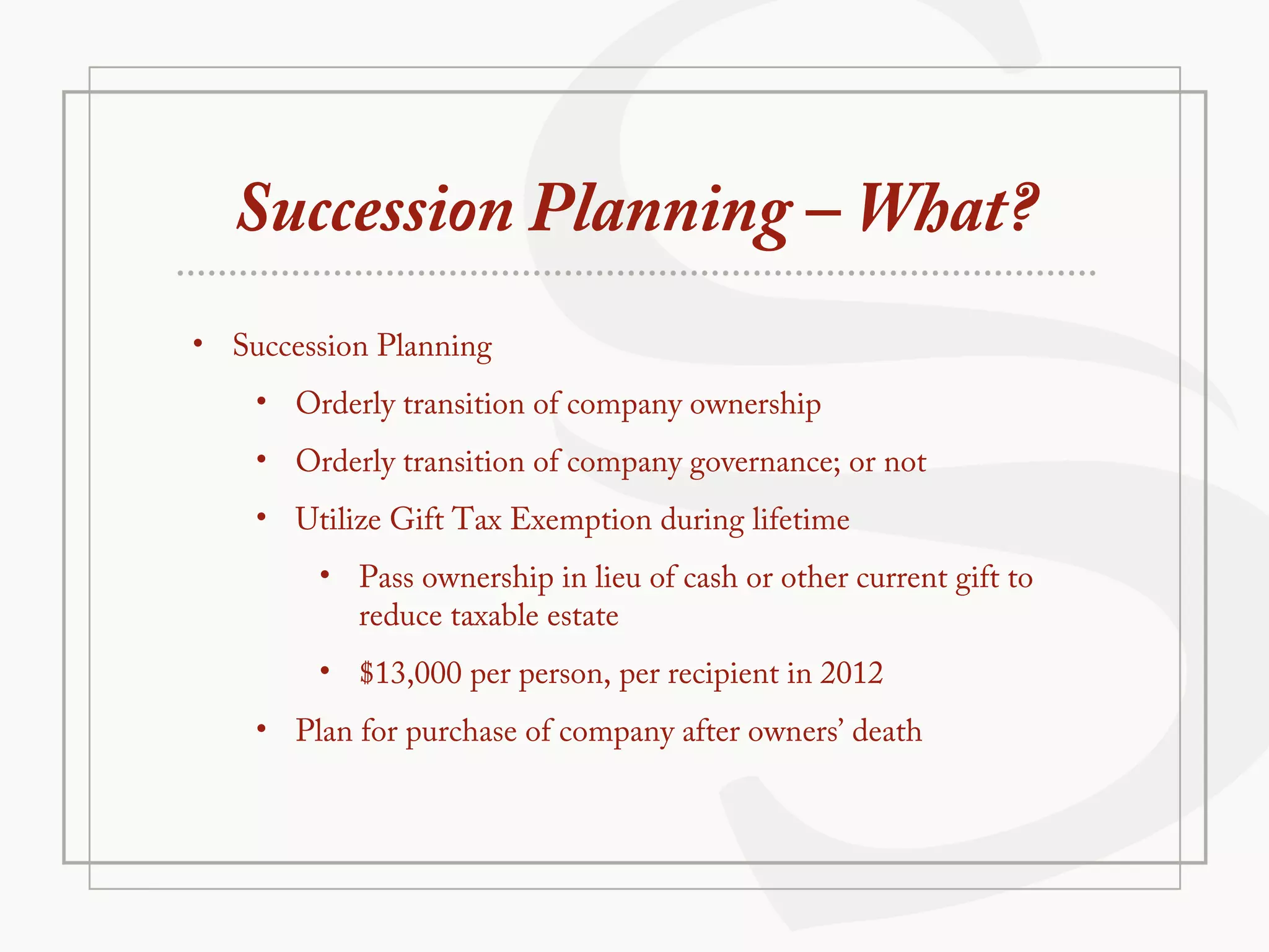 Succession Planning for Small Business | PPT