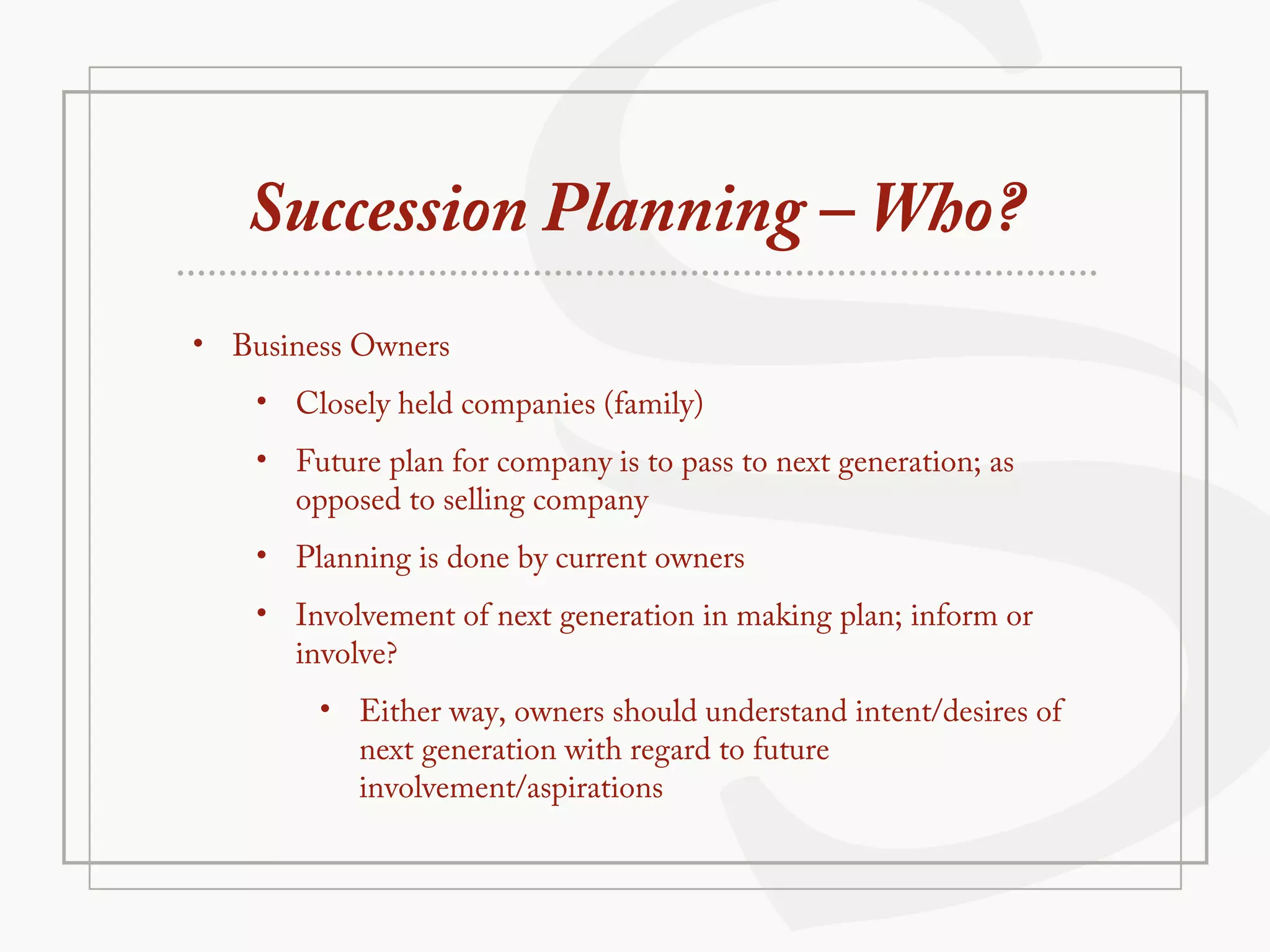 Succession Planning for Small Business | PPT