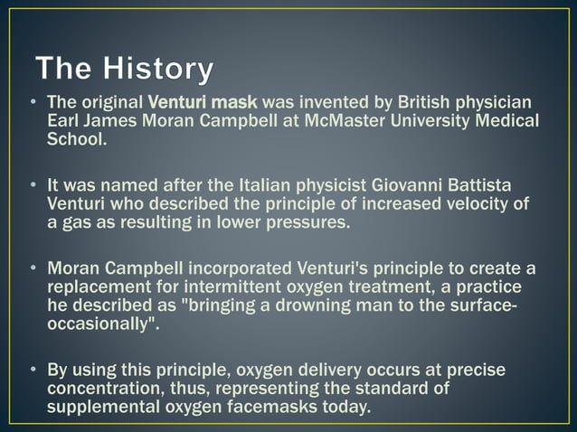 Venturi Mask for Oxygen Delivery Administration | PPTX
